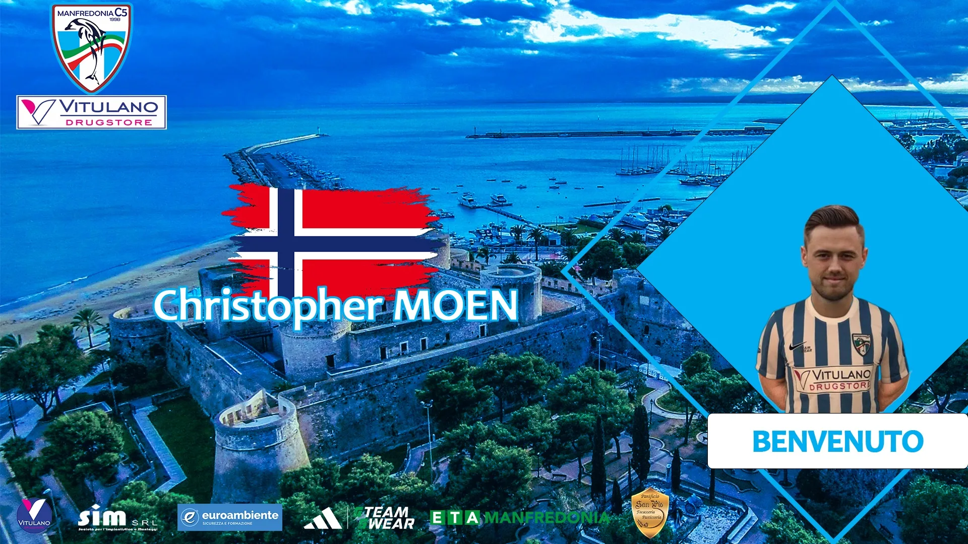 Vitulano Drugstore Manfredonia, dalla nazionale norvegese ecco Christopher Moen - IlSipontino.net